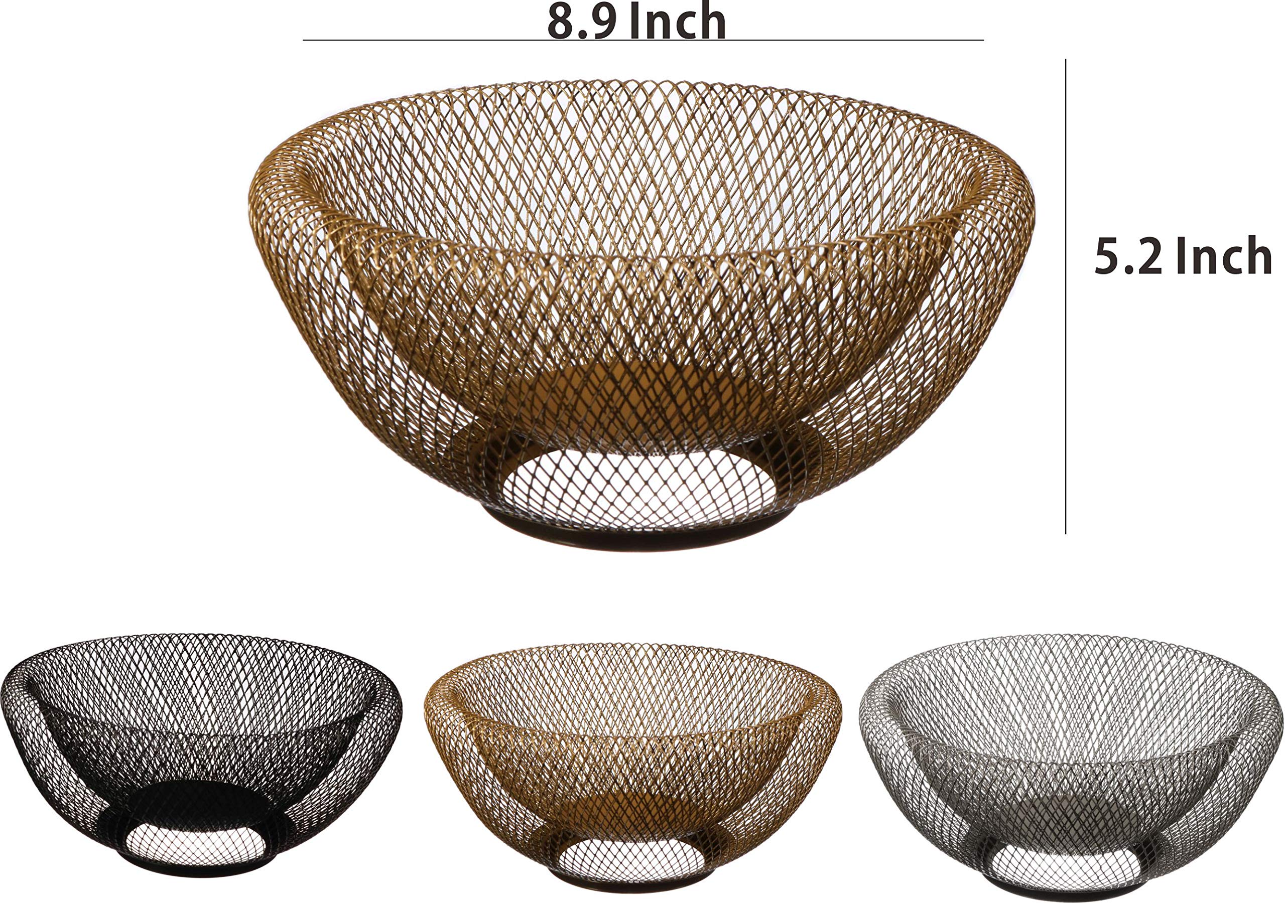 Cq acrylic Fruit Basket For Kitchen,Fruit Basket With Banana Hanger,Fruit and Vegetable Storage Holder For Kitchen Countertop,Golden