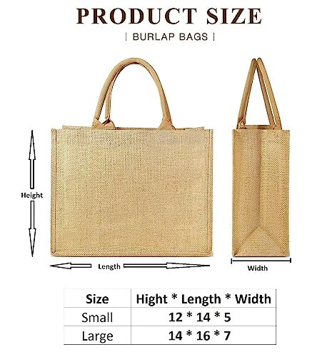 Globyz Jute Bag With White Canvas Pocket And Button Closer Burlap Tote Bag With Initial Tote Present for Birthday And Holiday (M, Large (14H*16L*7W))