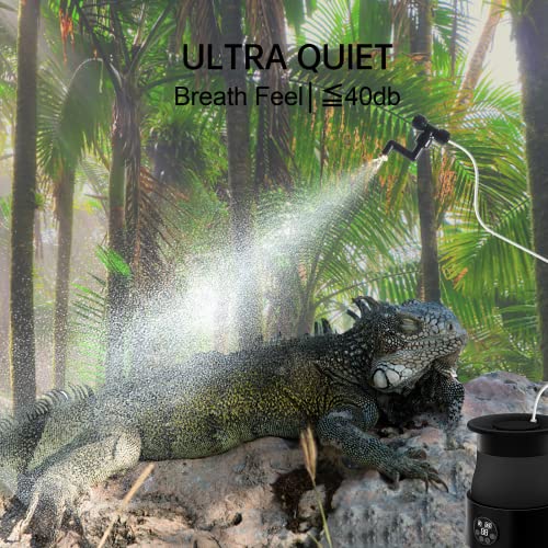 Reptile Humidifiers Mister, 5L Foldable Tank Reptile Misting System,Automatic Mister for Reptiles with Silent Pump & Adjustable Nozzle for Lizard/Snake/Tortoise/Fog/Gecko/Chameleon Terrarium Mister