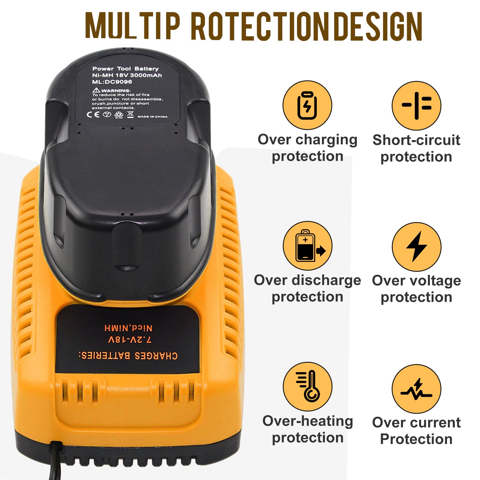 DC9310 Battery Charger for Dewalt 7.2V-18V Battery DC9096 DC9098