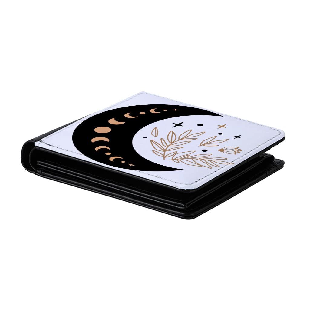 Celestial Moon Men's Wallet - Floral Wallet - Space Wallet (Black)
