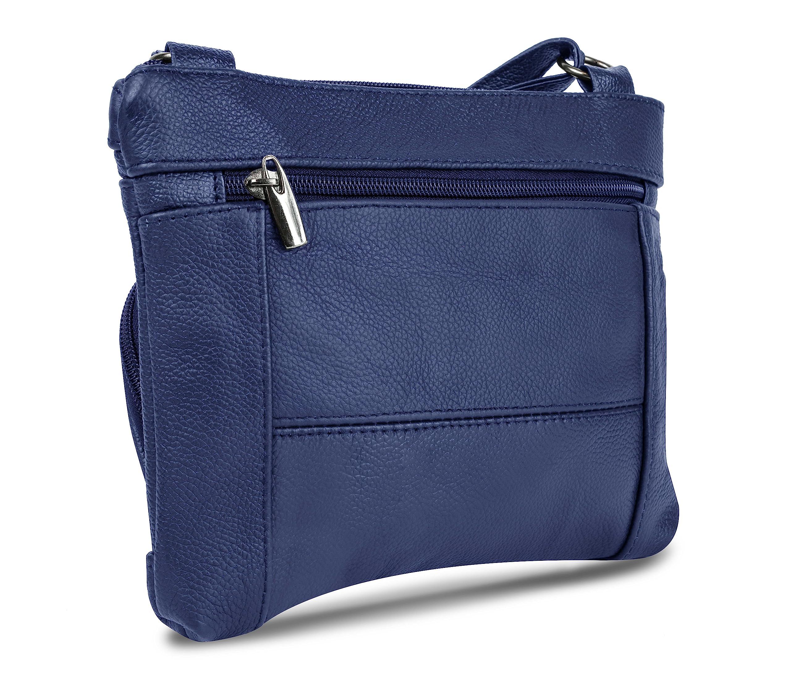 Leather Wide Crossbody Bag - Super Soft & Durable Crossbody Bags For Women & Men Trendy - Messenger Handbag with Adjustable Strap (7β L x 9β W)
