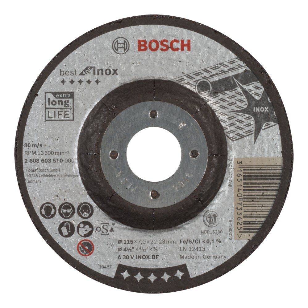 Bosch 2608603510 Grinding Disc for Stainless Steel Cranked 4.53inx7mm