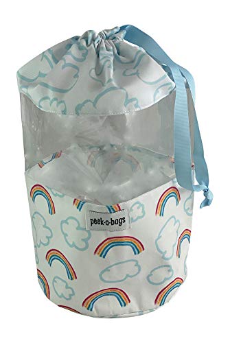 Toy Storage Bag for Organization & Storage for Kid's with Unique Colorful Drawstring Toy Bag. PEEK-A-BAGS, Baby Shower, Baby Toys, Legos, Blocks, Books, Diaper Bag and Stroller.,