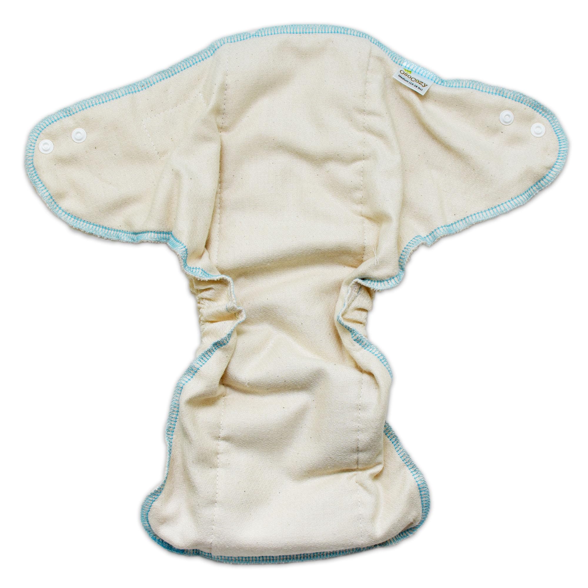 Osocozy Fitted Organic Diaper, 100% GOTS Certified Organic Cotton Birdseye Weave Fabric. Soft and Absorbent. Easy Snap Closures. Sewn in The USA. (Size: Toddler 25-35 Lbs)