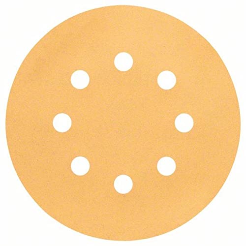 Bosch 2608607824 Sanding Disc Wood Velcro, 8 Hole, 125mm Ø, 40 Grit, Blue, Pack of 50