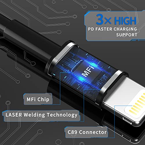 iPhone Charger, [Apple MFi Certified] 2Pack 3ft Fast Lightning Cable for Long iPhone Cable Cord, Apple Charging Cable Cord for iPhone 12/11 Pro/11/XS MAX/XR/8/7/6s/6/5S/SE iPad/Air Original Black