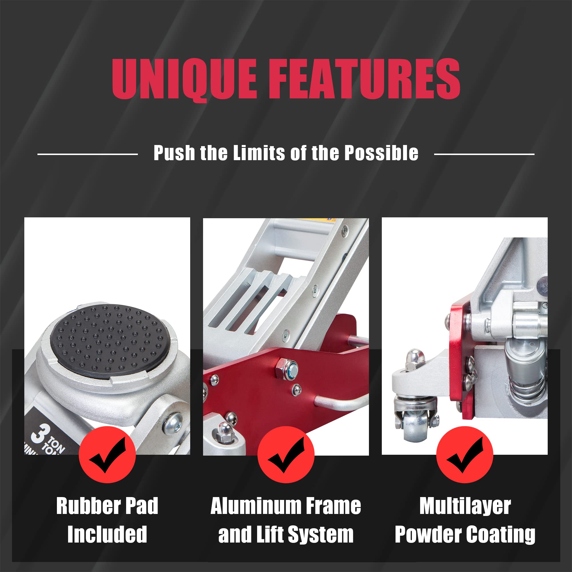 BIG RED AT830003XLR Torin Low Profile Economic Aluminum Service/Floor Garage Jack with Quick Lift Pump, 3 Ton (6,000 lb) Capacity, Red
