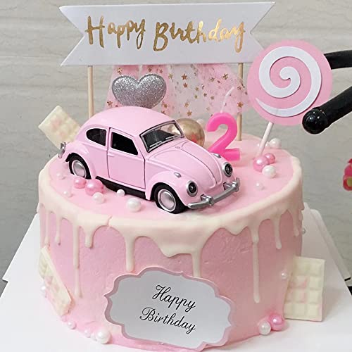 Berry President 1967 Classic Beetle Bug Vintage 1/32 Scale Diecast Metal Pull Back Car Model Toy for Gift/Kids (Pink)