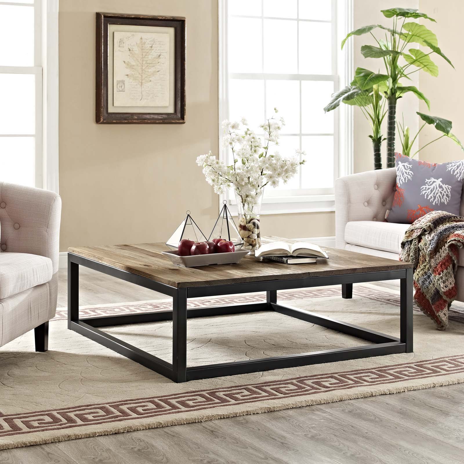 Modway Attune 43.5" Coffee Table With Solid Pine Wood Top In Brown