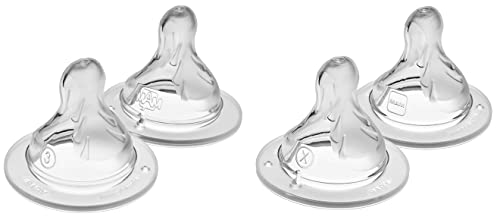 MAM Bottle Nipples Fast Flow Nipple Level 3 & Extra Fast Flow Nipple Level 4 (Set of 4), for 4+ and 6+ Months, SkinSoft Silicone Nipples for Baby Bottles, Fits All MAM Bottles