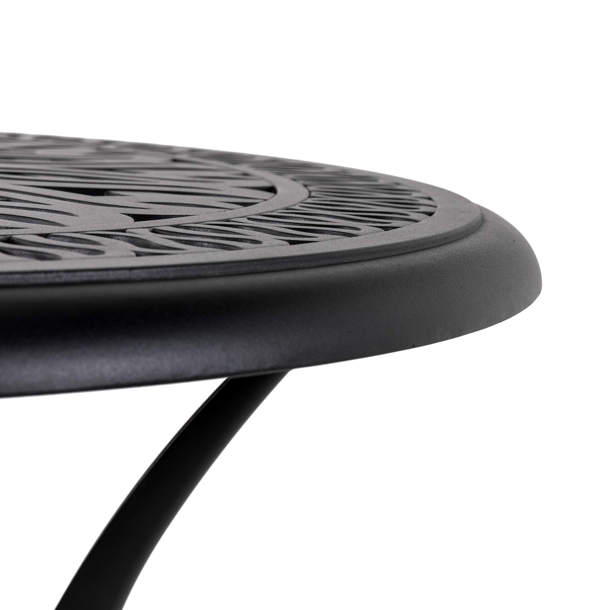 Glitzhome 29" H Round Outdoor Patio Dining Table Cast Aluminum Side Table Furniture Stand with 1.9" D Umbrella Hole for Lawn Garden Backyard