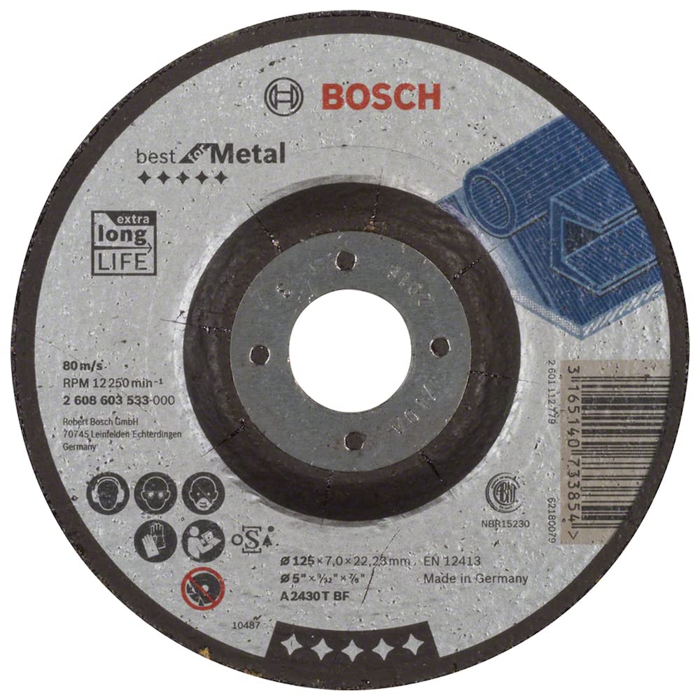 Bosch 2608603533 Grinding Disc For Metal Cranked 4.92inx7mm