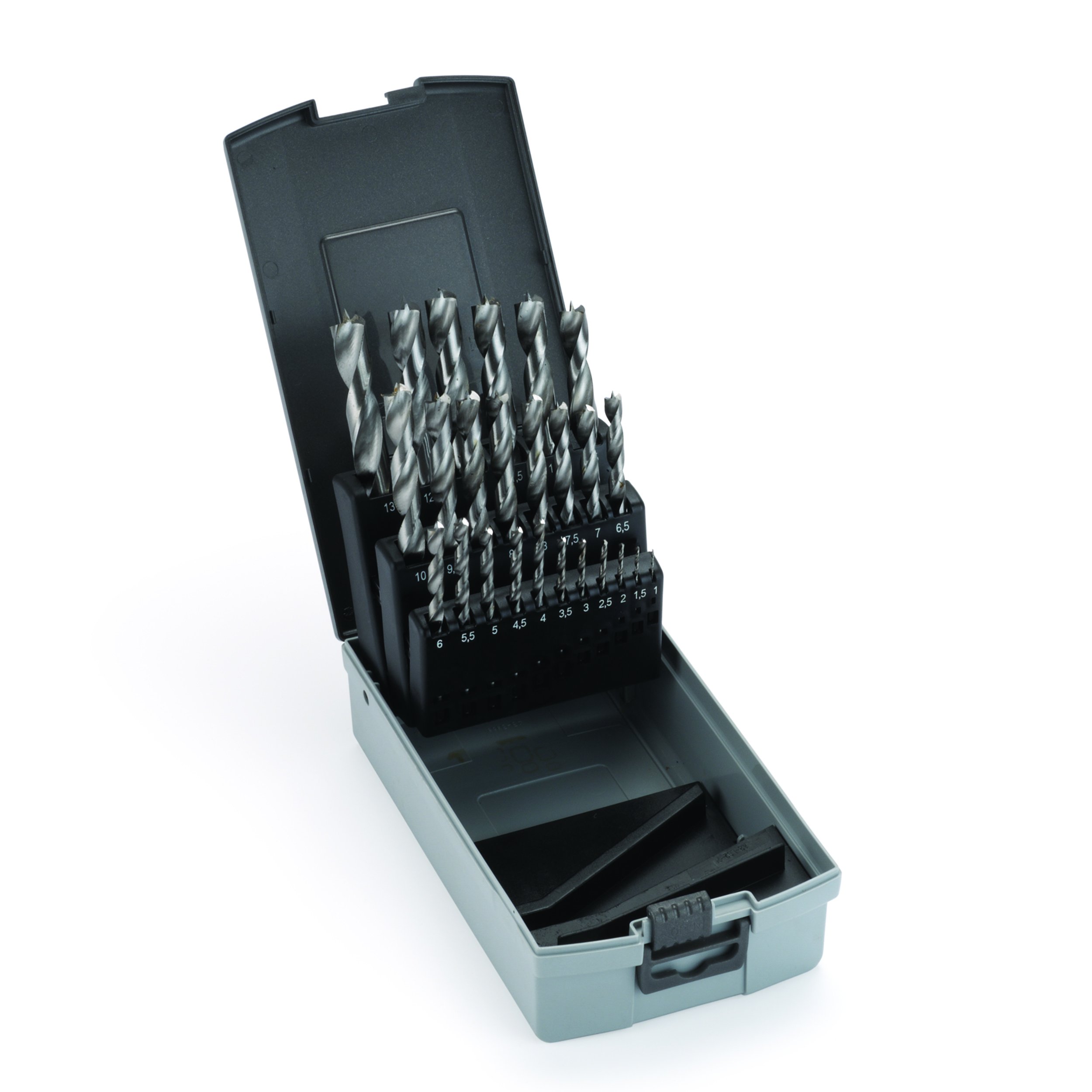 WOODRIVER 25 Piece Metric Brad Point Drill Bit Index Set