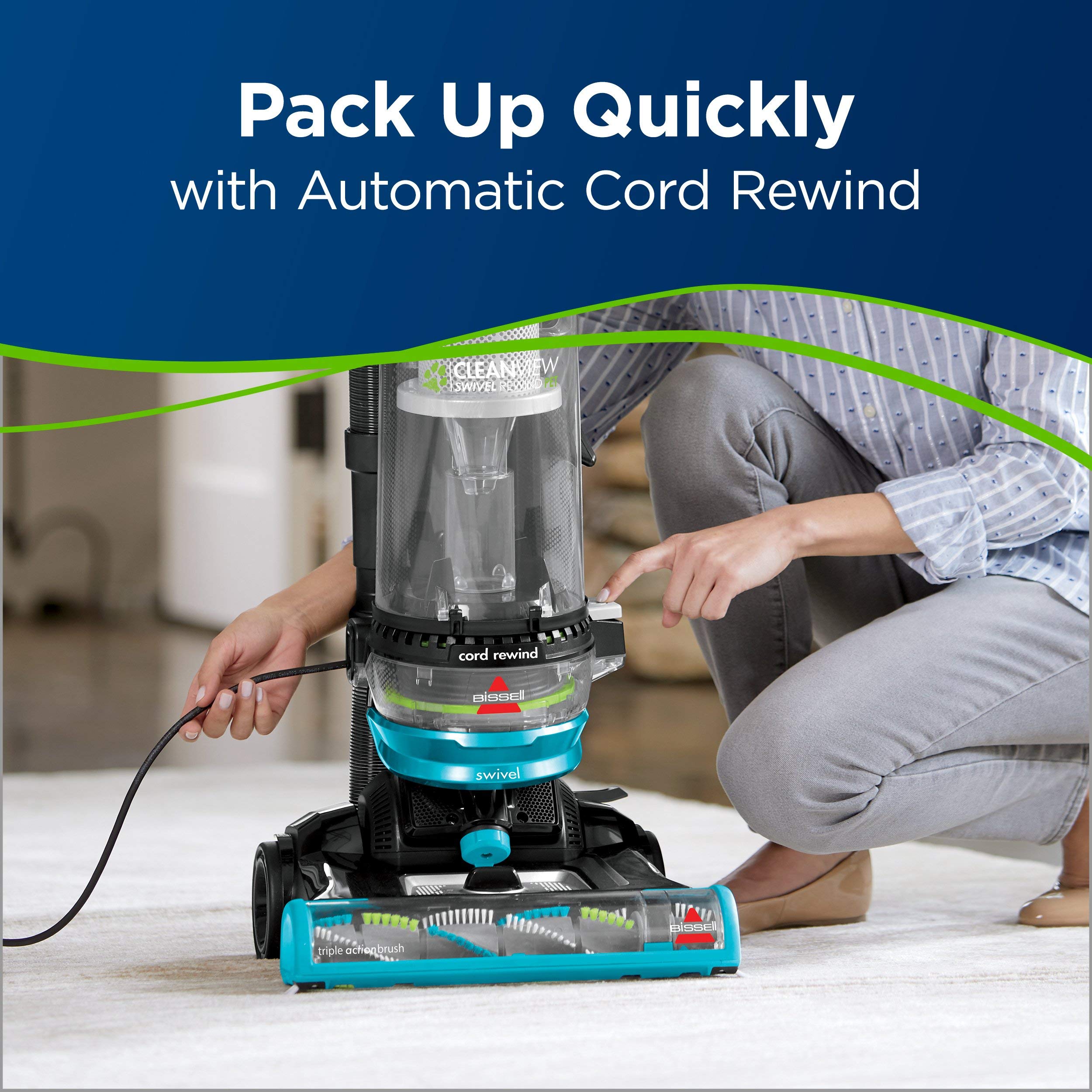 BISSELL Cleanview Swivel Rewind Pet Upright Bagless Vacuum Cleaner (Renewed)