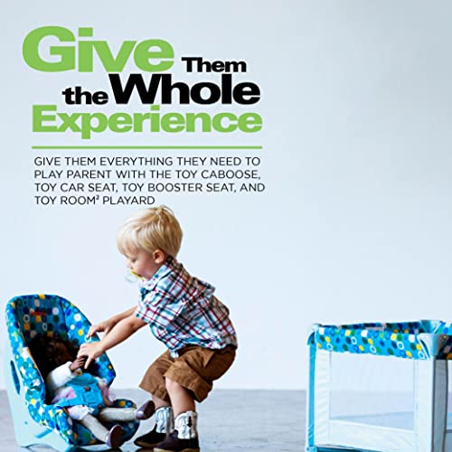 Joovy Toy Booster Seat & Functional Doll Car Seat Featuring Crash-Tested Latch System for Safety, Machine-Washable Cover for Easy Cleaning, and Five-Point Harness - Fits Dolls 12β to 22β, Blue