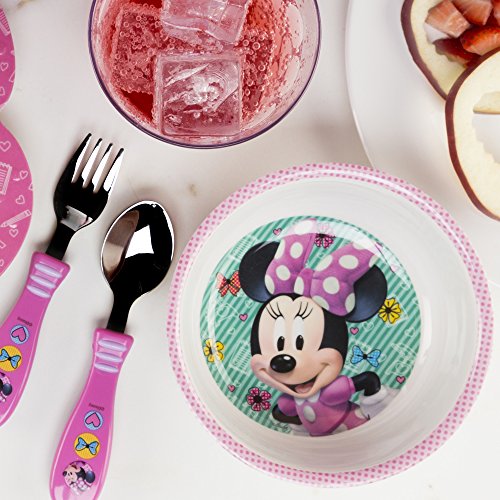 Zak Designs Minnie Easy Grip Flatware Fork And Spoon Utensil Set β Perfect for Toddler Hands With Fun Characters, Contoured Handles And Textured Grips, Minnie Bowtique