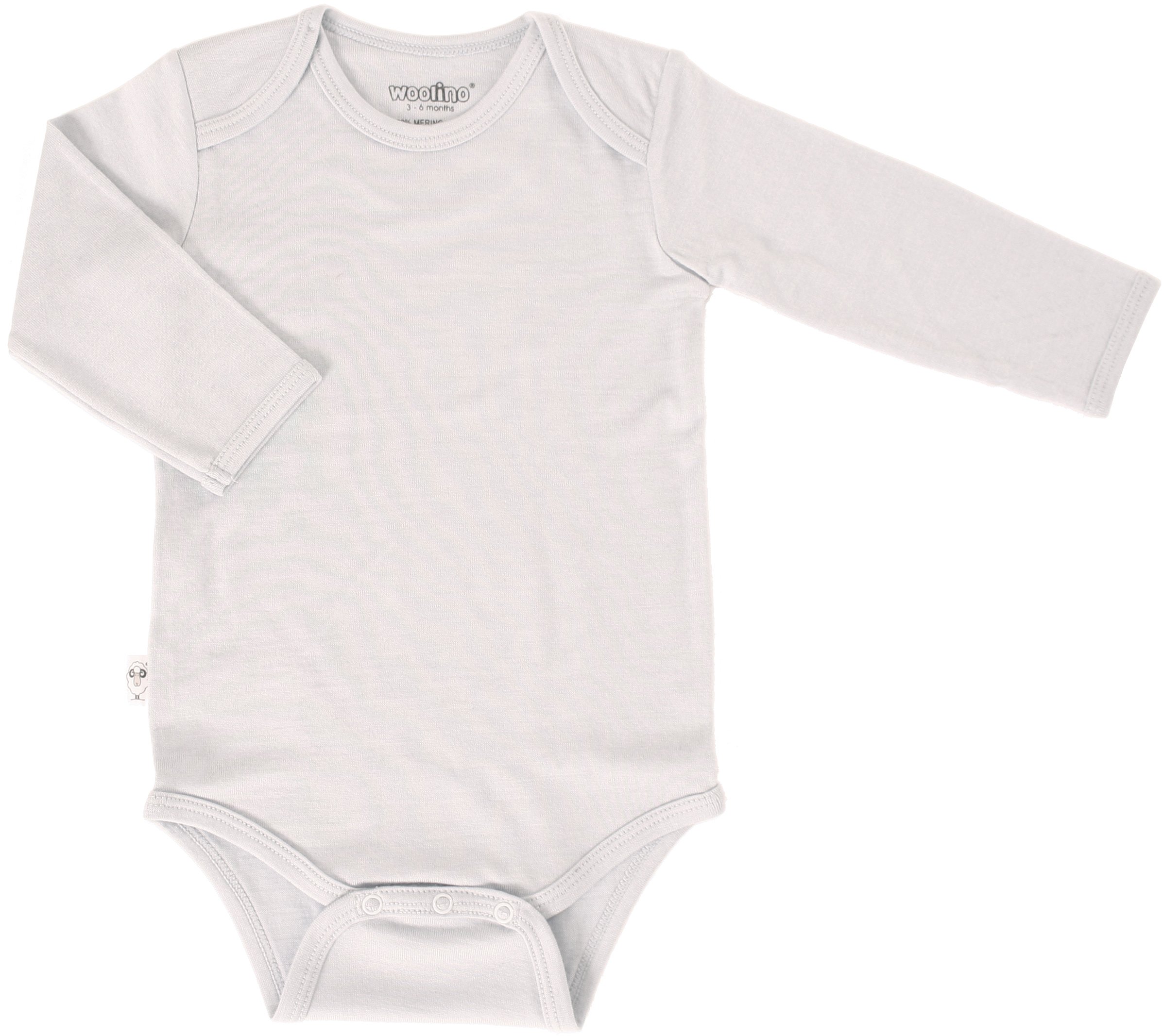 Woolino 100% Superfine Merino Wool Baby Bodysuit - Long Sleeve Onesies for Boy and Girl -12-18 Months - Oat