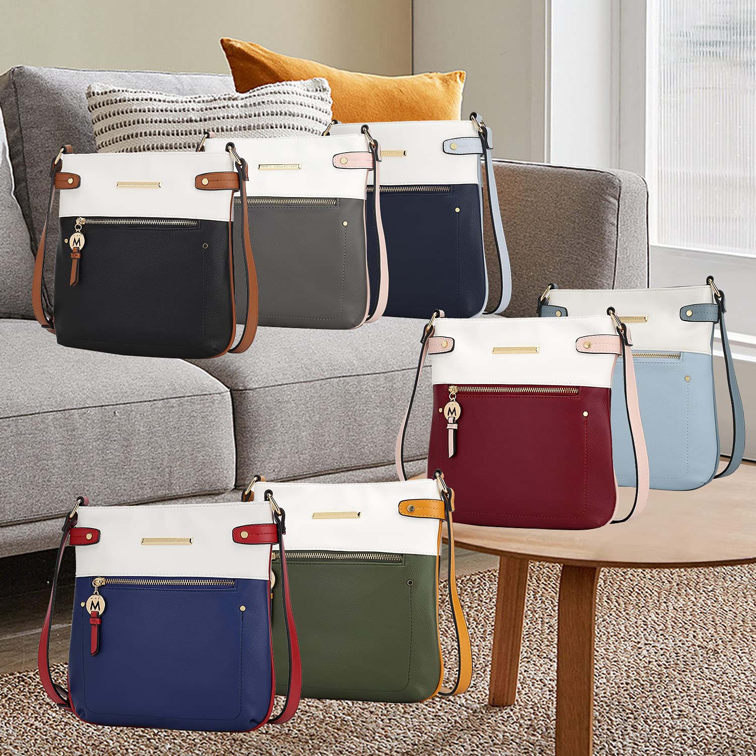 MKF Crossbody Bag for Women โ PU Leather Pocketbook Handbag โ Designer Side Messenger Purse, Shoulder Crossover cognac