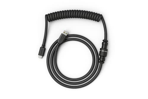 Glorious Coiled Keyboard Cable â Coiled USB C Cable Artisan Braided Cables for Mechanical Gaming Keyboard Coiled Cable - Custom Keyboard Cable (Black)