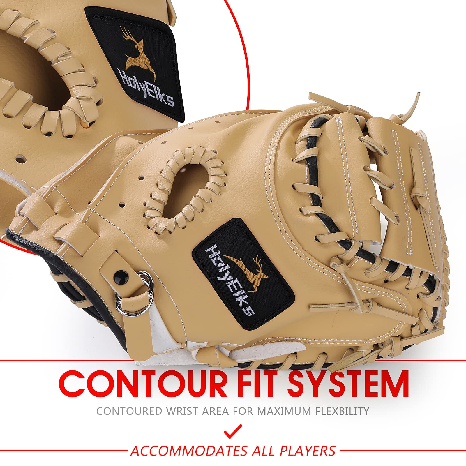 Baseball Glove,Baseball Softball Mitt for Kid Youth Adult,Baseball Right Hand/Left Hand Gloves,Infield Outfield Mitts (Khaki Left Hand Throw, 33 inch)