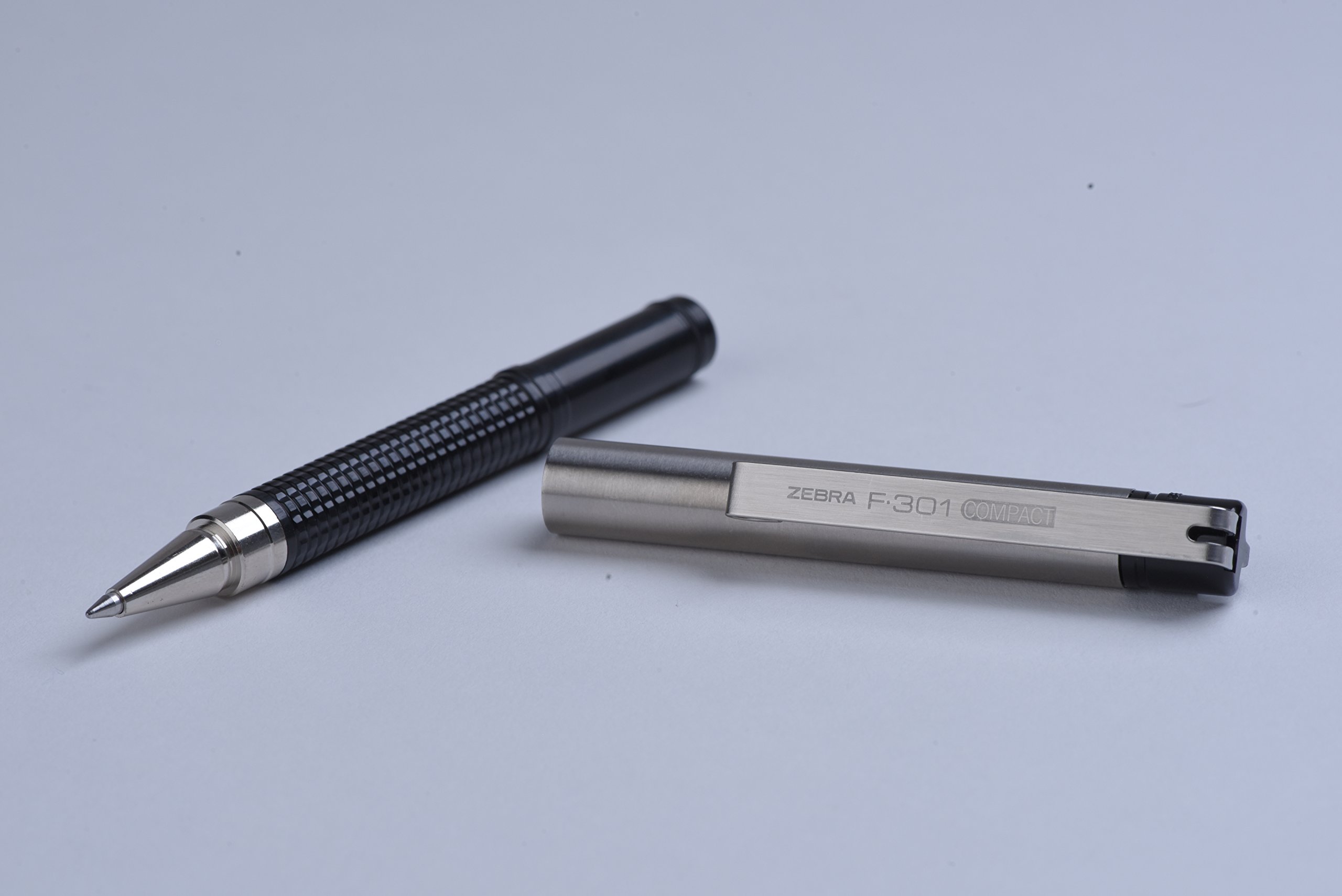 Zebra Pen F-301 Compact Retractable Ballpoint Pen, Stainless Steel Barrel, Fine Point, 0.7mm, Black Ink, 2-Pack