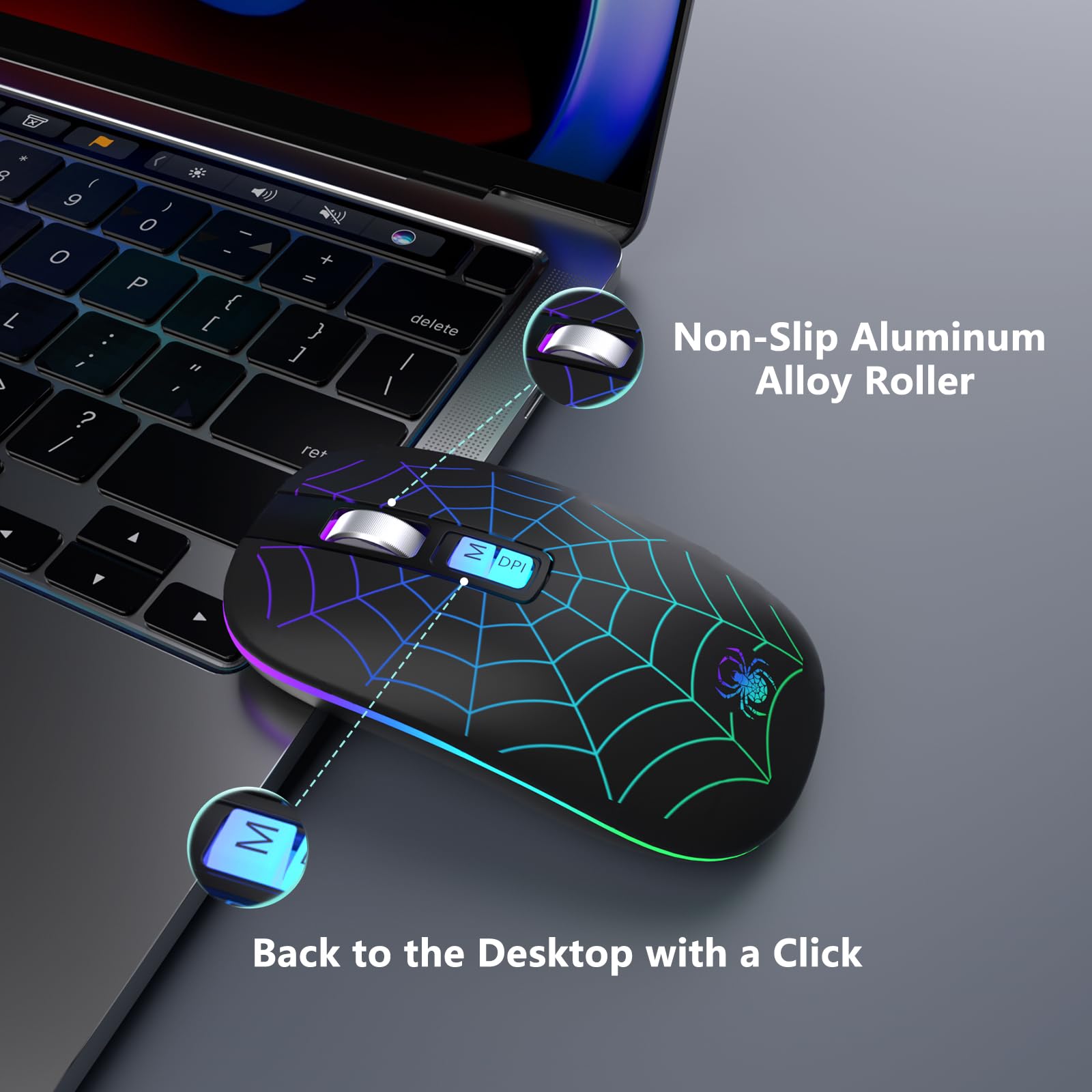 HOTLIFE Wireless Mouse,Wireless Bluetooth Mouse for Laptop - LED Computer Mice (Bluetooth 5.1 +USB) - Rechargeable Mouse - 2.4G Portable Tpye-c Mouse - Wireless Mouse for PC, Mac OS, Android, Windows
