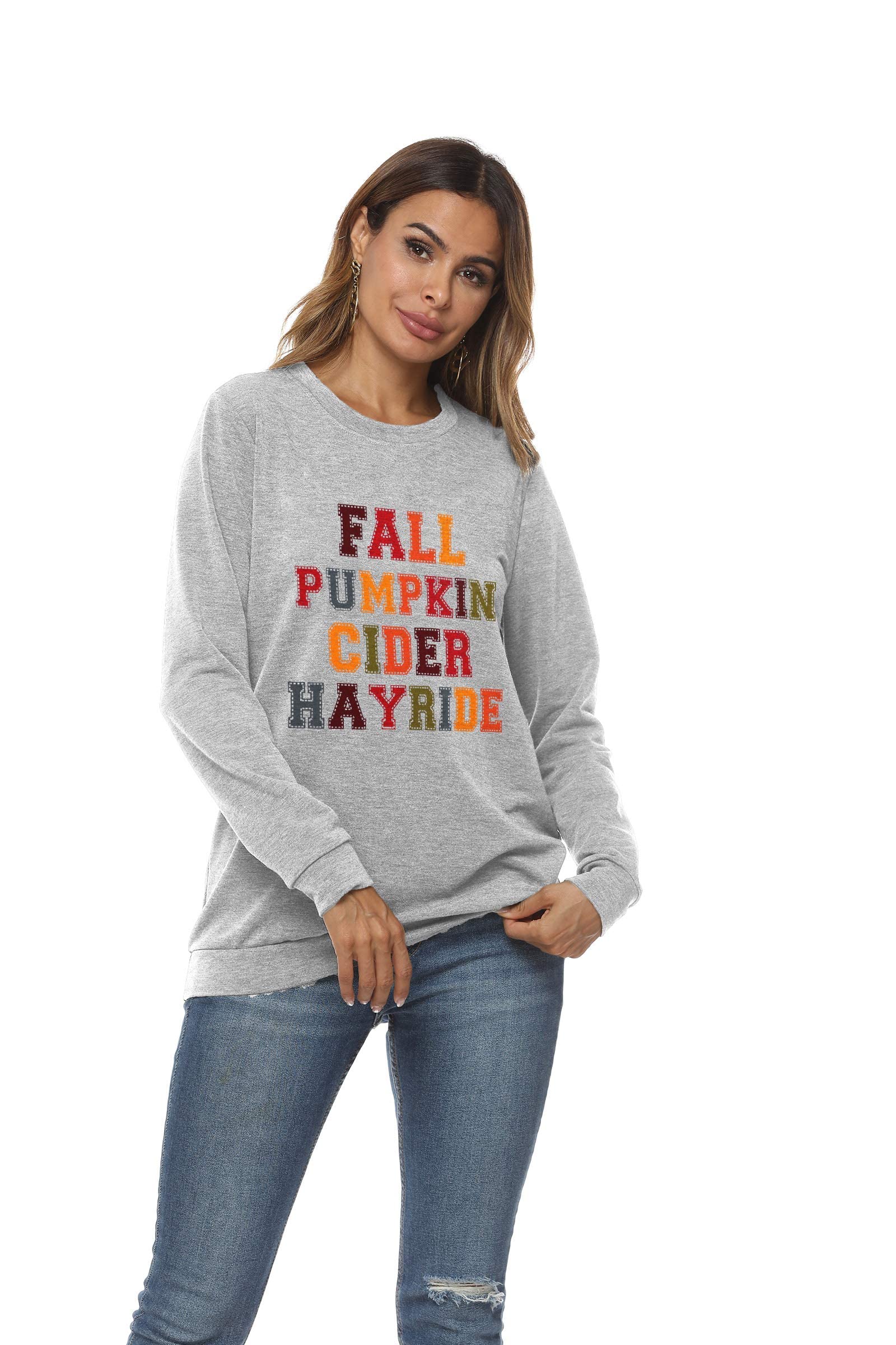 BLANCHES It's Just A Bunch of Hocus Pocus T-Shirt Women Sweatshirt Halloween Sanderson Sisters Long Sleeve Pullover Tops Gray