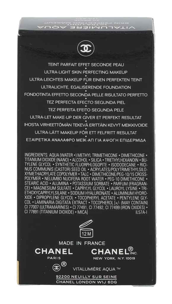 Chanel Vitalumiere Aqua Ultra Light Skin Perfecting Make Up SPF 15-121 Caramel Women Foundation 1 oz