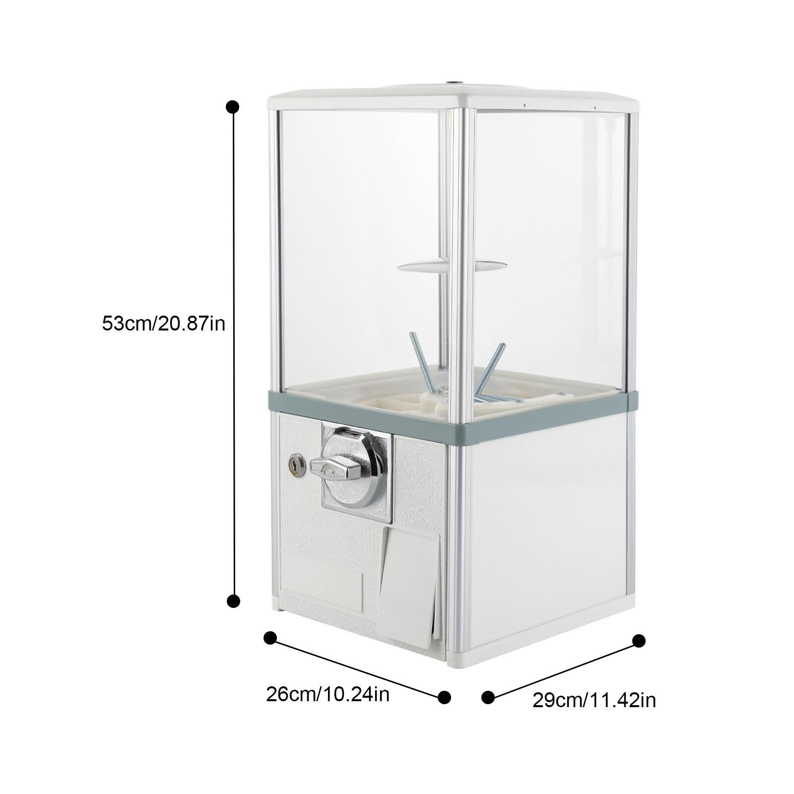 BJTDLLX Vending Machine, Candy Vending Machine Prize Machine Gumball Vending Device Big Capsule for 1.1"-2.1" Gadgets, Commercial Vending Machine for Selling Small Capsule Toys, Candy - White