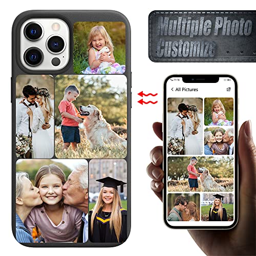 EMIDY Custom Phone Case for iPhone 13 Case Personalized Multi Picture Collage Photo Phone Cases,Customized Phone Cover for Birthday Xmas Valentines Friends Gift Mini Pro Max (Frosted Black-5 Sheet)