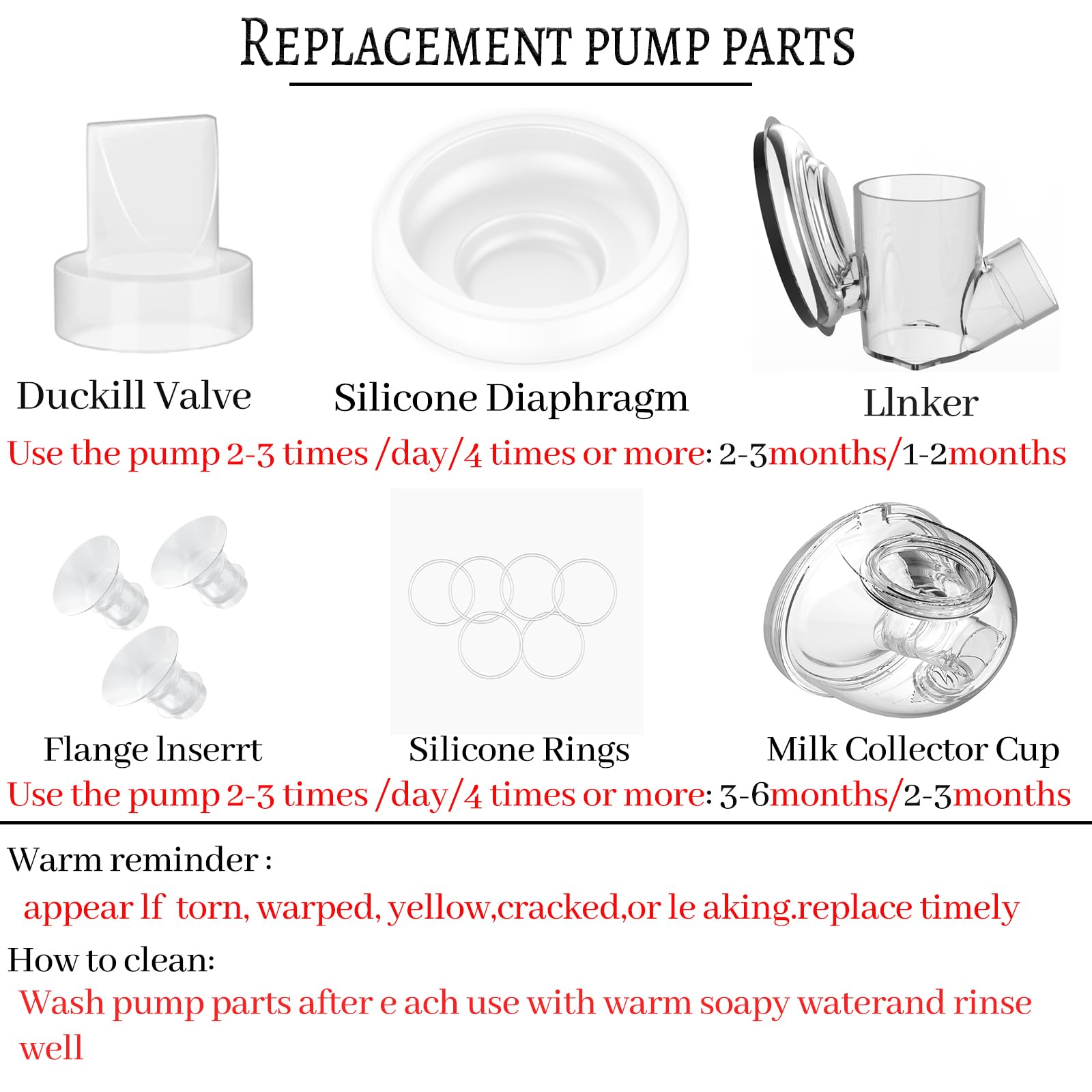 bliblo 6pcs Flange Insert 17mm, Compatible with TSRETE/Bellababy/Lansinoh/momcozy S9/S12/S9pro/S12pro,Wearable Breast Pump Shields/Flanges,Milk Collector 24mm Universal (17mm)