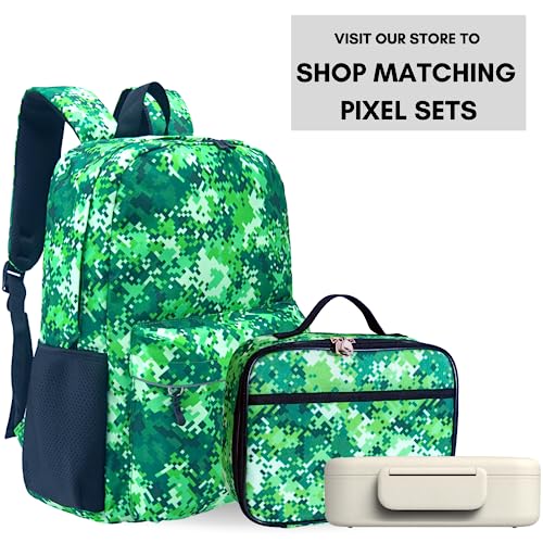 Fenrici Kid's Backpack for Boys, Boys' Backpack for School, Kids' Bookbags with Padded Laptop Compartment, Green Backpack, 17 Inch