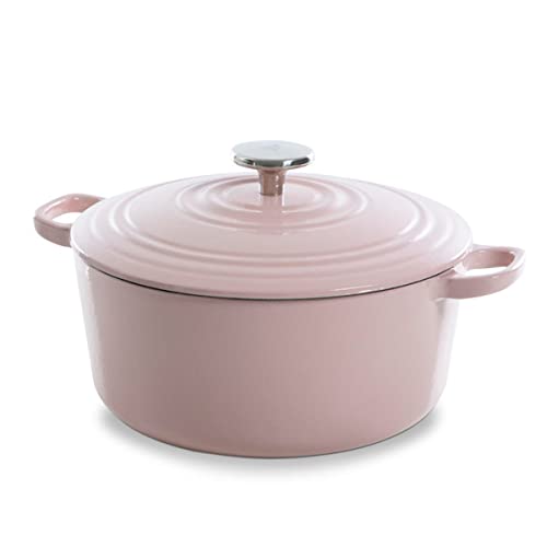 BK Cookware Bourgogne Enameled Cast Iron 7QT Dutch Oven, Dusty Pink