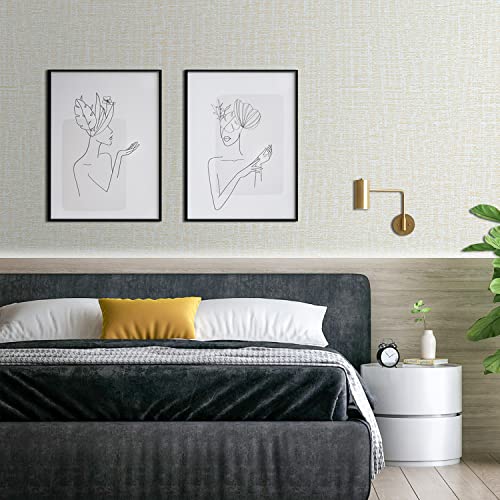 LOVADA Peel and Stick Wallpaper Beige Grass Cloth Wall Paper - 15.7 x 300 Inch Self Adhesive Wallpaper Peel and Stick, Easy to Paste Wall Contact Paper for Stand Liner, Table and Door Makeover Decor
