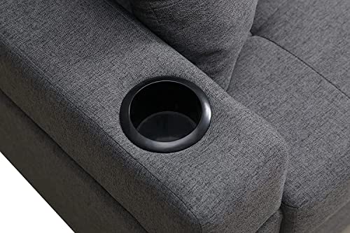 EMKK Black Sectional Sofa with 2 Pillows Modern Modular L Shaped Convertible Corner Armrest Storage Right Chaise Longue, Upholstered Sofá Bed for Living Room and Apartment
