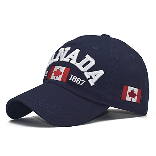 Canada Maple Leaf Embroidery Hat for Men and Women (Navy Blue)