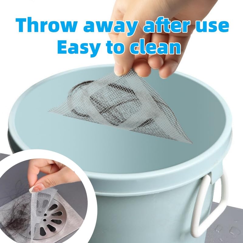 Disposable Hair Drain Stickers, 4" X 4" Disposable Shower Drain Cover Hair Catcher Mesh Stickers for Bathroom Laundry Bathtub Kitchen(50PCS)