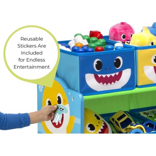 PZCXBFH Baby Shark Playroom Solutions Set of 4 - Set Includes Table and 2 Chairs and 6 Boxes of Toy Storage