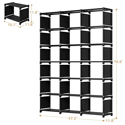 REIBII Bookshelf for Bedroom Book Shelf Organizer Bookcase Tall Book Case 18 Cube Storage Organizer Cube Shelf Black Cubby Storage Organizer Shelves for Bedroom Living Room Closet Office DIY