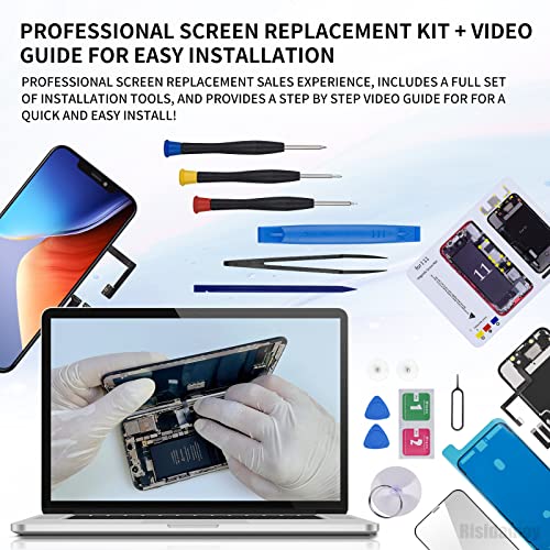 for iPhone 11 Screen Replacement 6.1β with Ear Speaker and Sensor Kit Full Assembly, 3D Touch LCD Display Digitizer Fix Tools with Magnetic Screw Mat Front Earpiece Repair HD Glass A2111, A2223, A2221