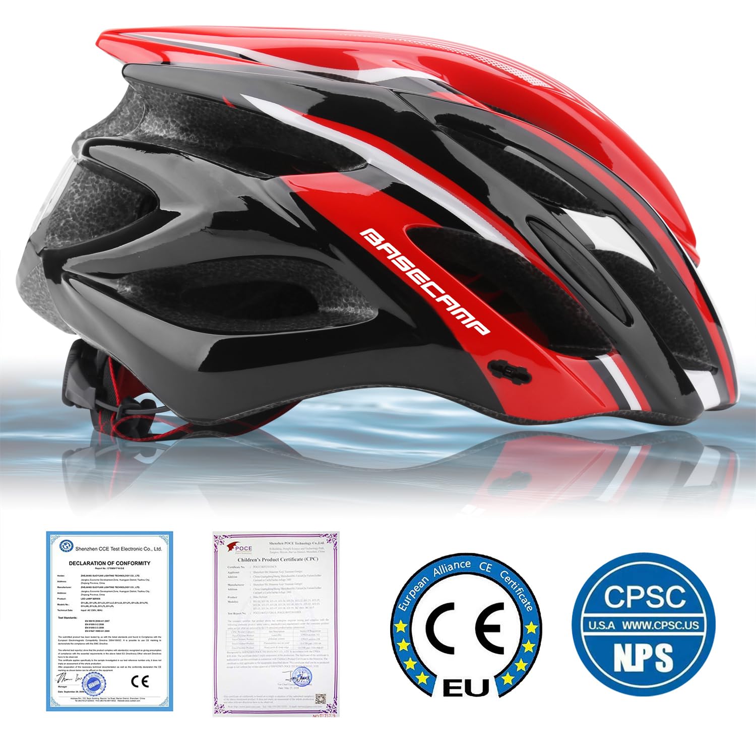 Basecamp Bike Helmet for Men Women with LED Safety Light Removable Sun Visor Lightweight Bicycle Helmet Adjustable Breathable Mountain & Road Cycling Helmets for Adult (BC-10)