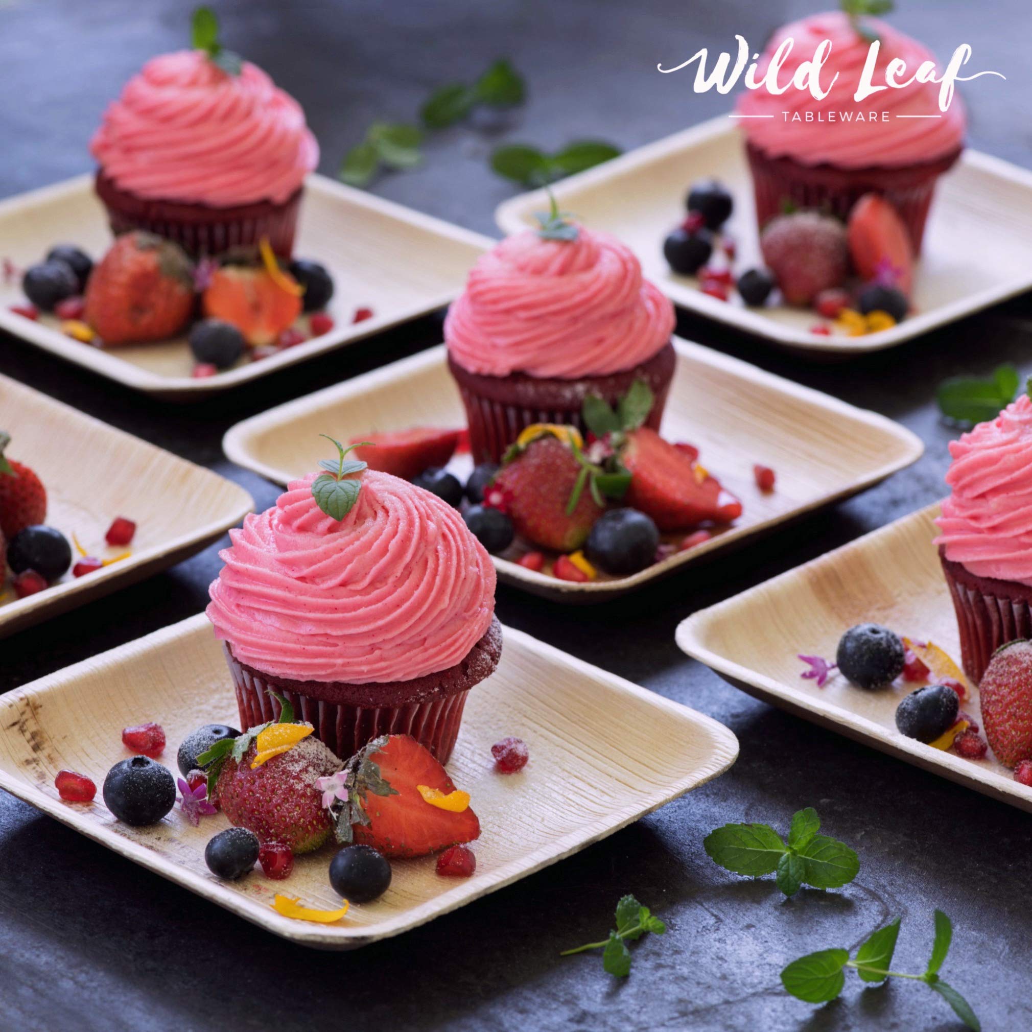 Disposable Palm Leaf Plates 6 Inch / 25 Pack. All Natural Compostable, Biodegradable and Eco Friendly Dessert Party Plates - Comparable to Bamboo or Wood - Great for Outdoor Parties, Weddings and BBQs