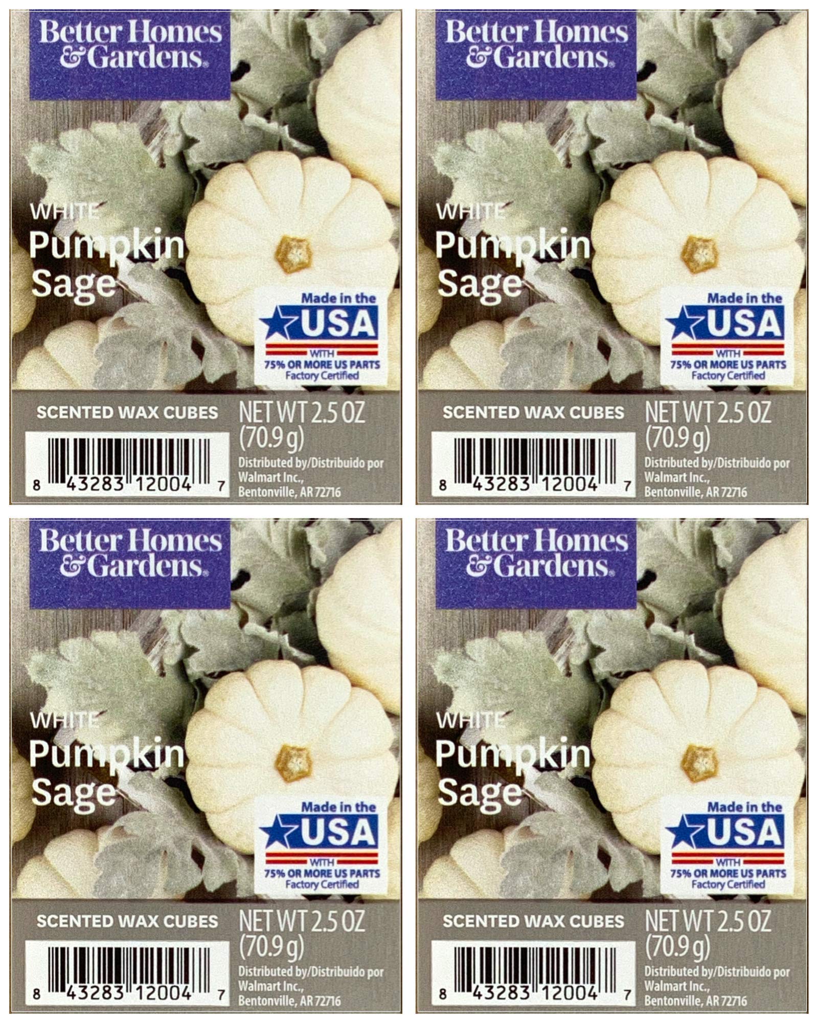 Better Homes and Gardens White Pumpkin Sage Wax Cubes 4-Pack