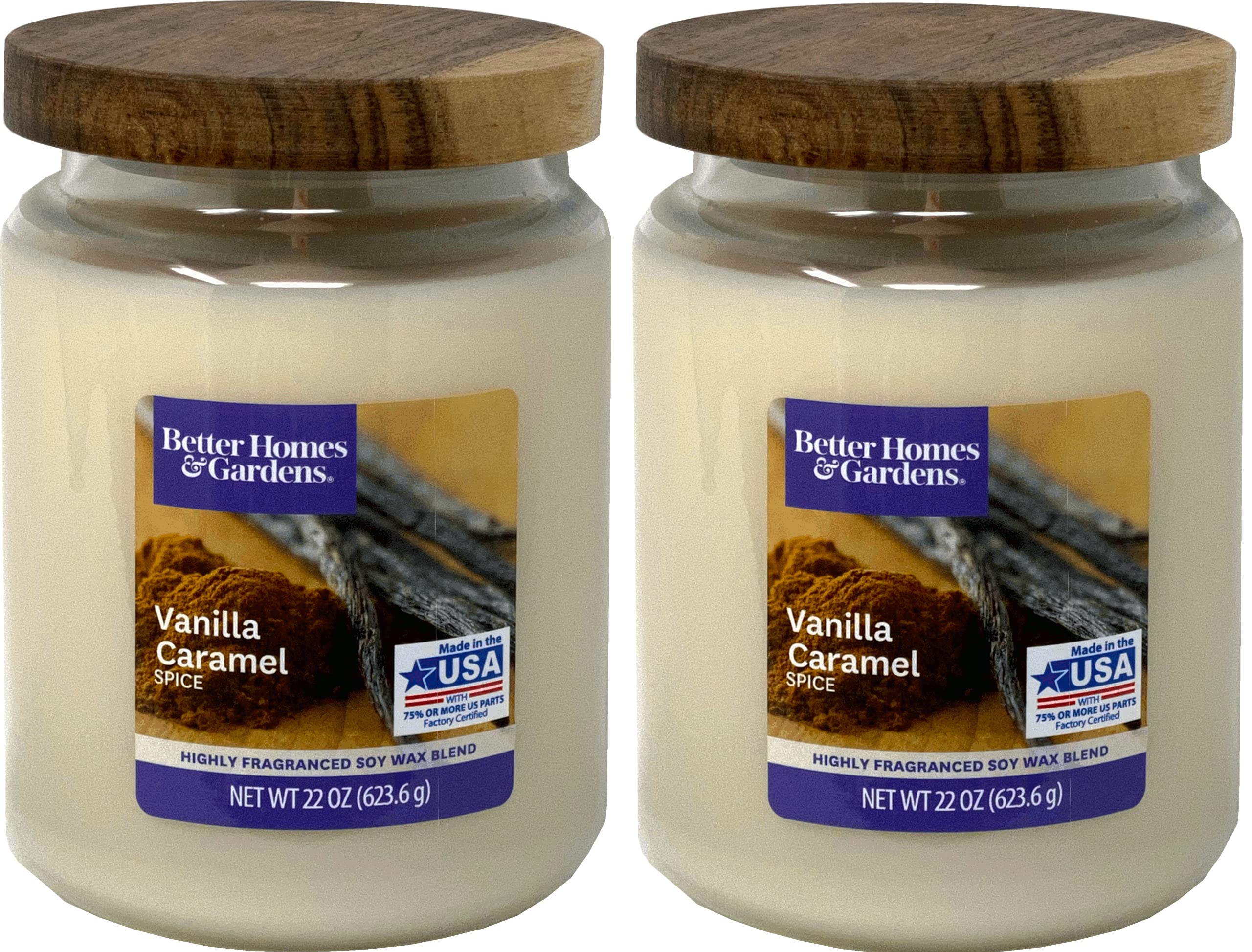Better Homes Gardens 22oz Scented Candle, Vanilla Caramel Spice 2-Pack