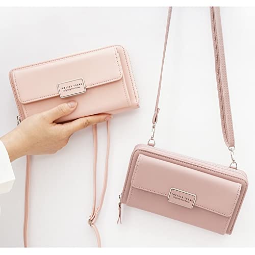 MODENCOOK Anti RFID Theft Large Capacity Crossbody Cell Phone Bag,Leather Wallet,Women Fashion Bag for 6.5 in Phone (Green)