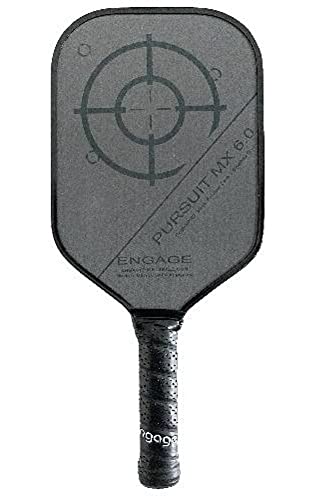 Engage Pursuit MX 6.0 Graphite Pickleball Paddle – Rough Texture for Long Lasting Spin – Responsive Core for Control and Feel – Standard Grip, Standard Weight (8.0-8.4 oz) - USAP Approved