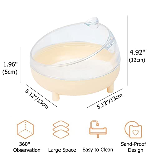 HAICHEN TEC Hamster Bathroom - Large Transparent Hamster Sand Bath Container with Scoop Kit Sandbox Toilet for Dwarf Hamster, Syrian Hamster Small Animal Cage Accessories (Yellow)