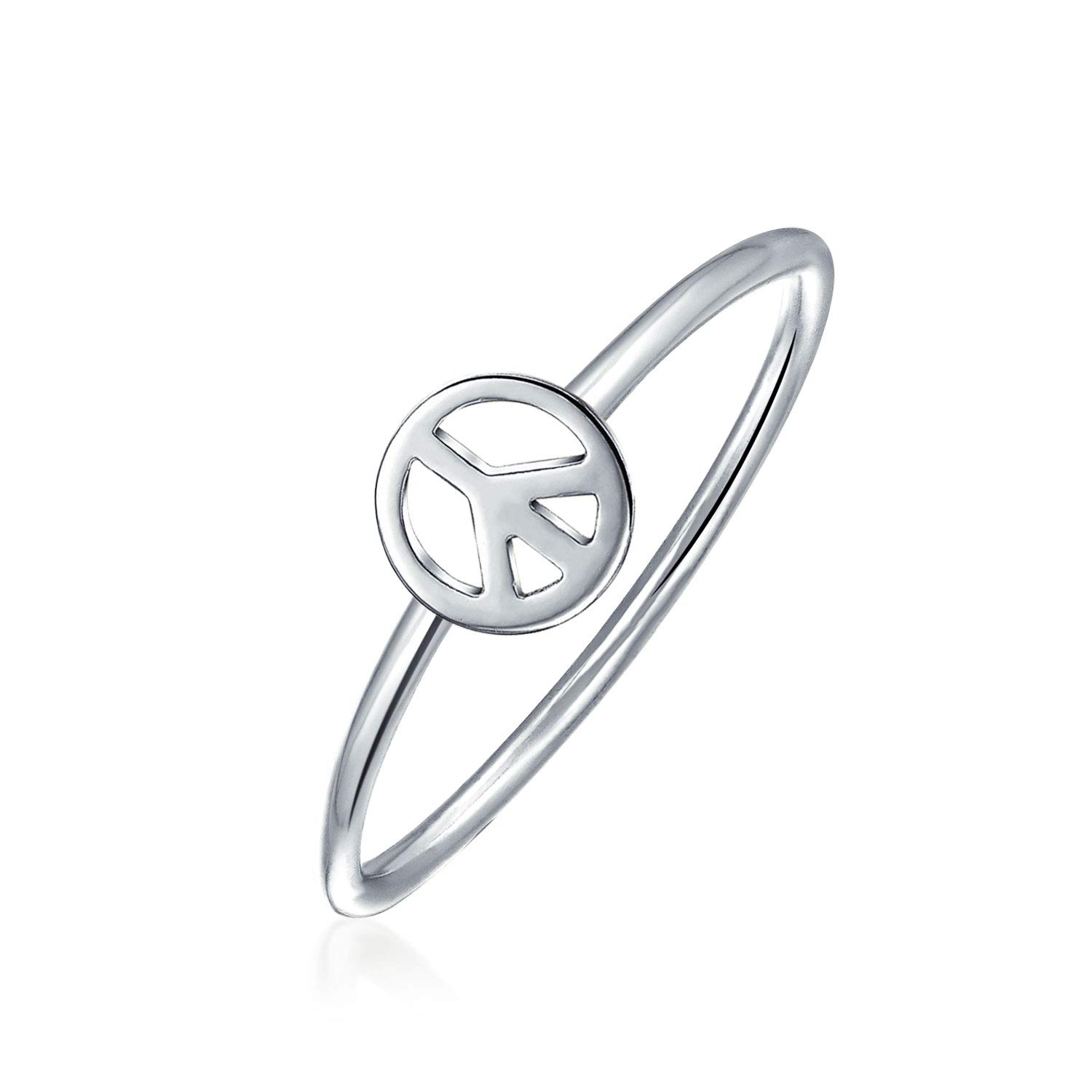 Bling Jewelry Minimalist Simple .925 Sterling Silver Midi Knuckle 1MM Band Stackable Peace Sign Ring For Teen For Girlfriend