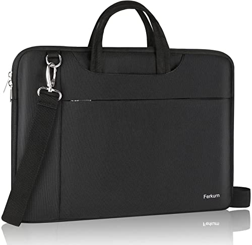 Ferkurn Laptop Bag 17 17.3 inch Women Men Computer Sleeve Case with Shoulder Strap for HP Envy Pavilion/Dell Inspiron/Thinkpad/ASUS TUF Vivobook/MSI/MacBook/Acer,Waterproof Briefcase with Handle,Black